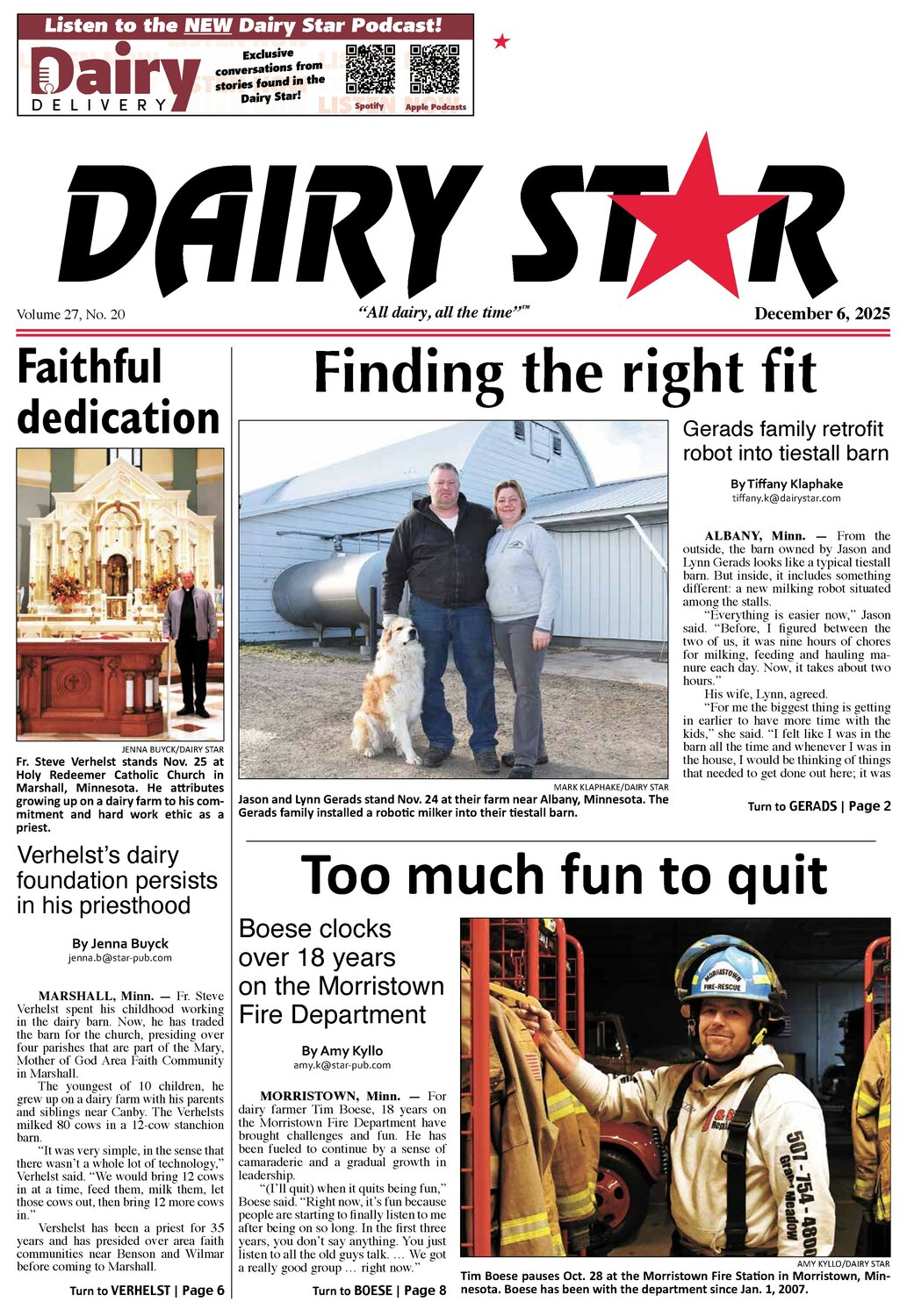 December 6, 2025 - Zone 1 - Dairy Star