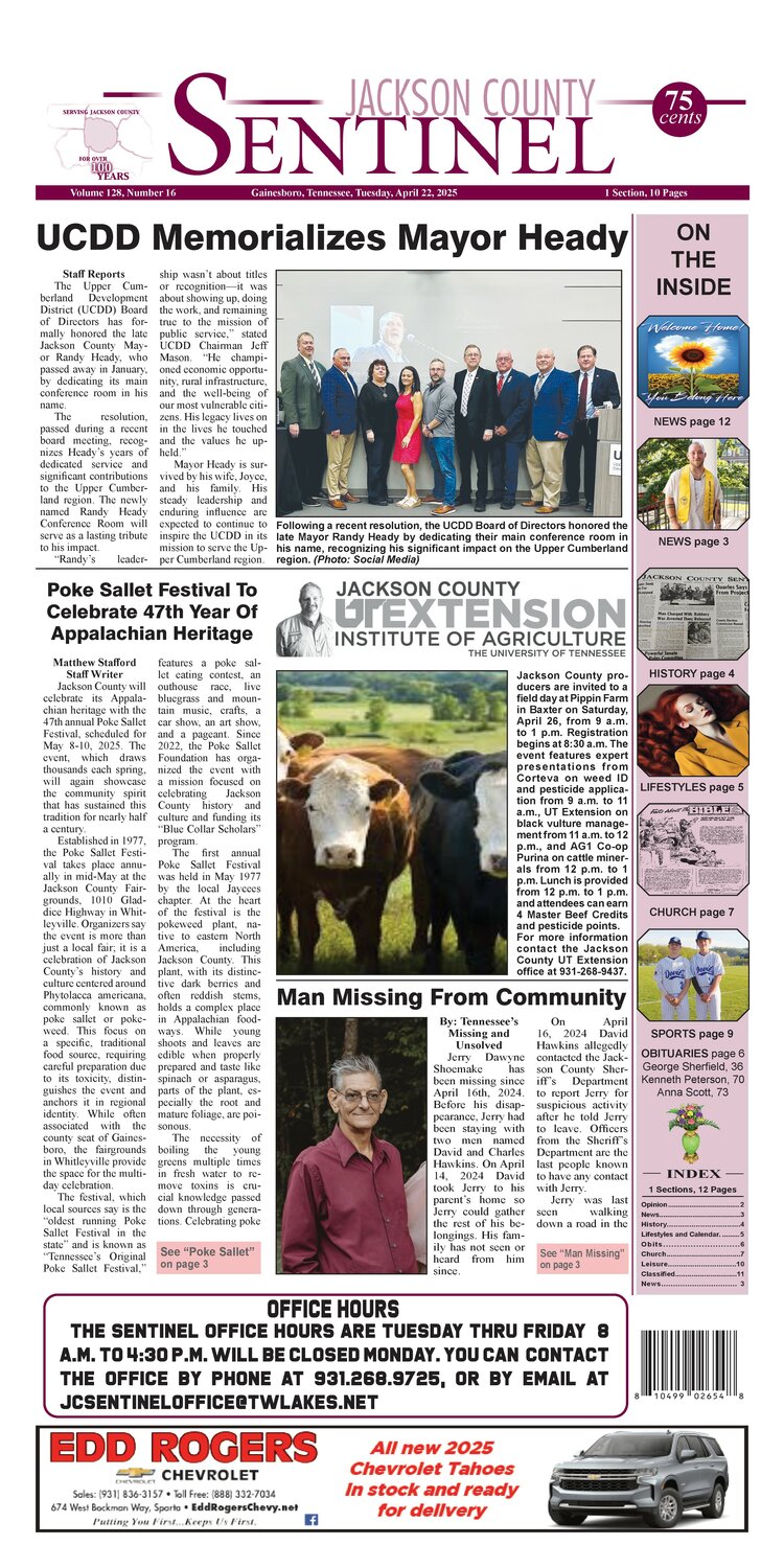 Tuesday, April 22, 2025 - Jackson County Sentinel
