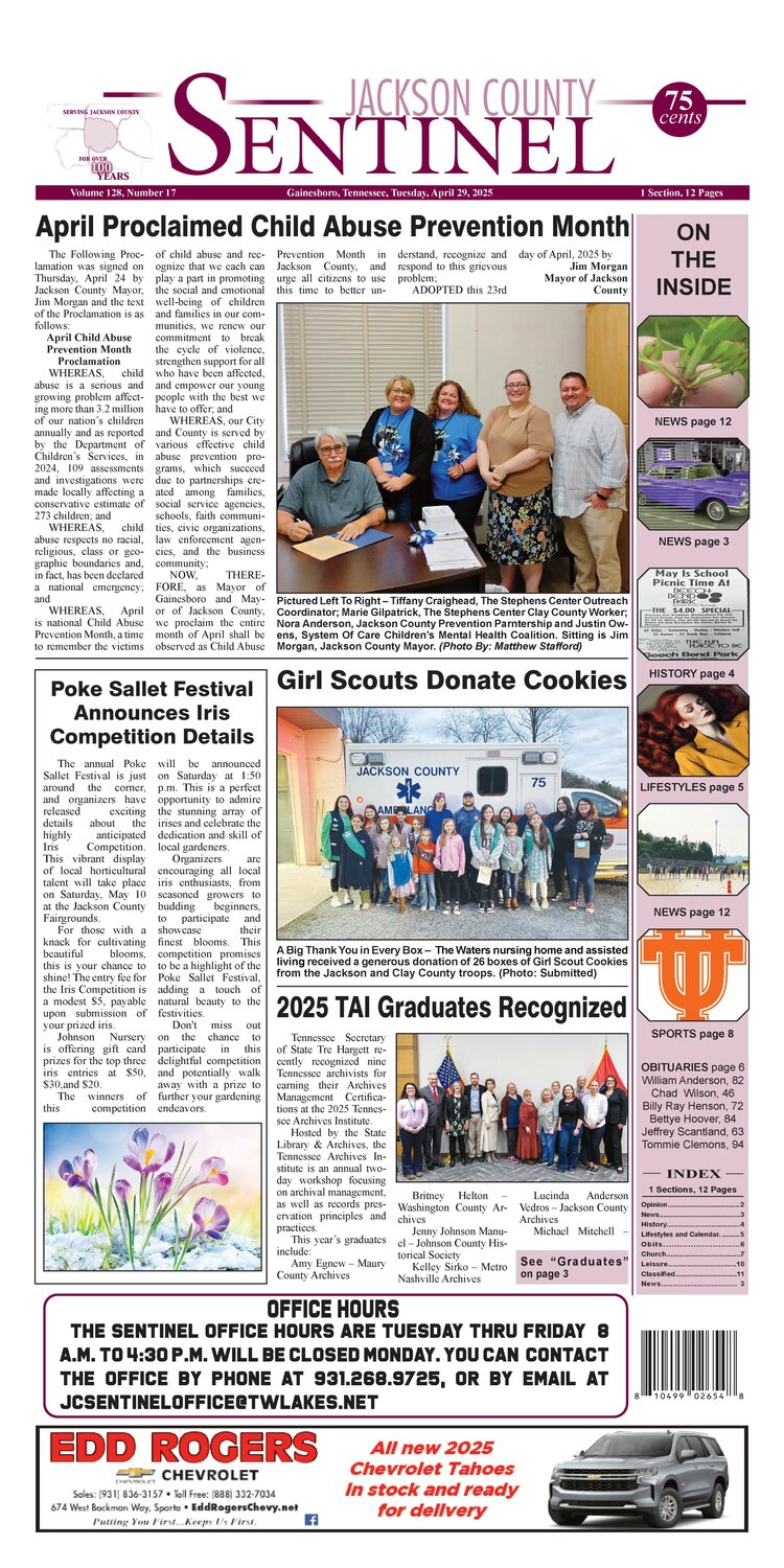 Tuesday, April 29, 2025 - Jackson County Sentinel