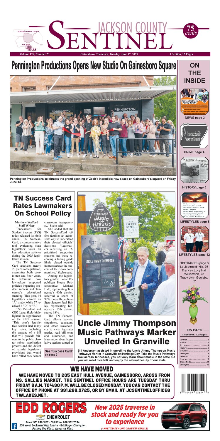 Tuesday, June 24 2025 - Jackson County Sentinel