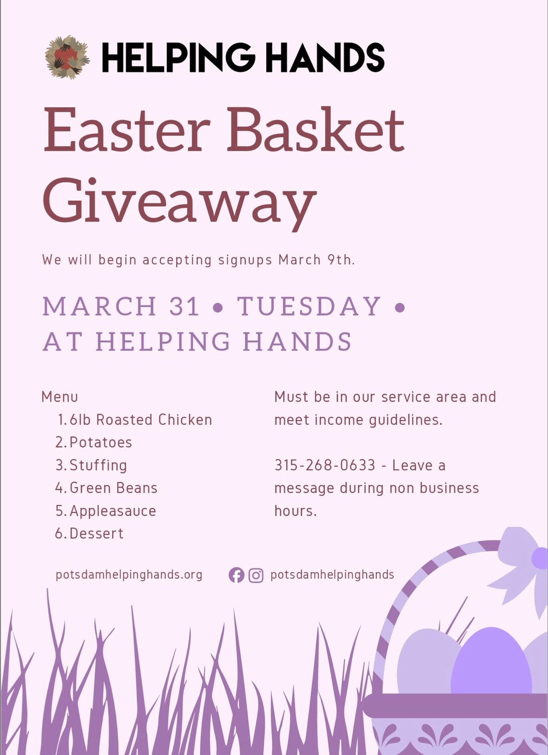 Helping Hands in Hannawa Falls accepting signups for Easter basket ...