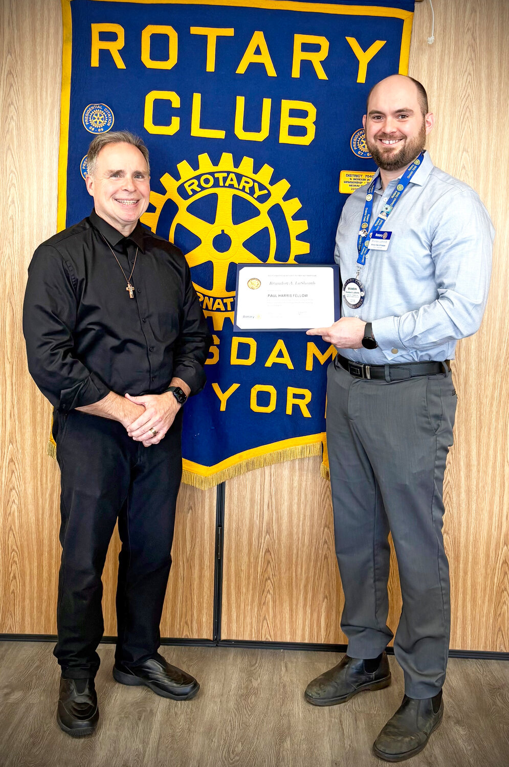 Potsdam Rotarian Brandon LaShomb named Paul Harris Fellow - North ...