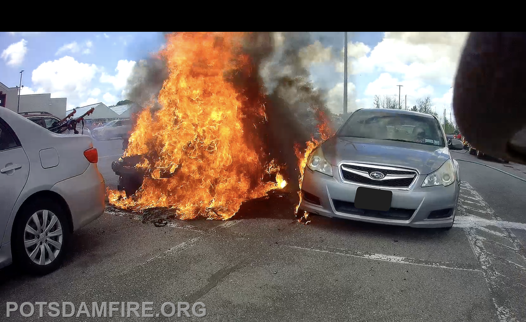 Fire damages two vehicles in Potsdam Lowe's parking lot - North Country Now